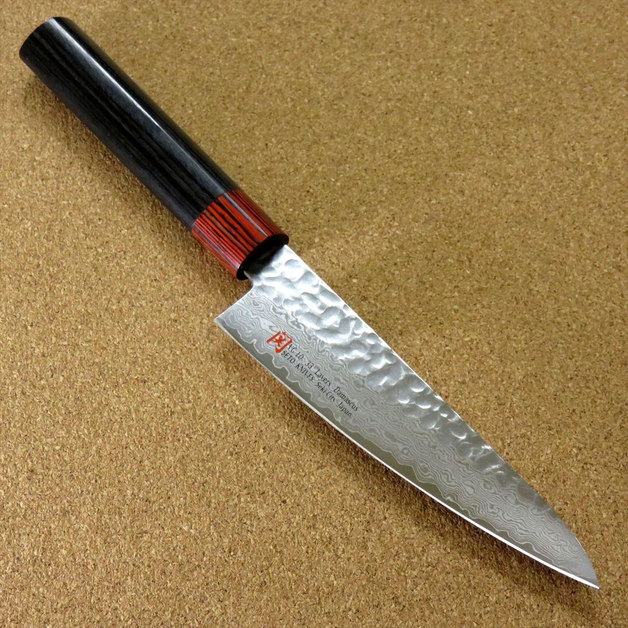 Japanese SETO ISEYA-I Kitchen Small Santoku Knife 5.3" Damascus Hammer ...